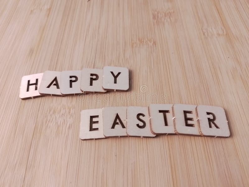 Happy Easter Message Written on Wood Blocks on a Wood Background Stock ...