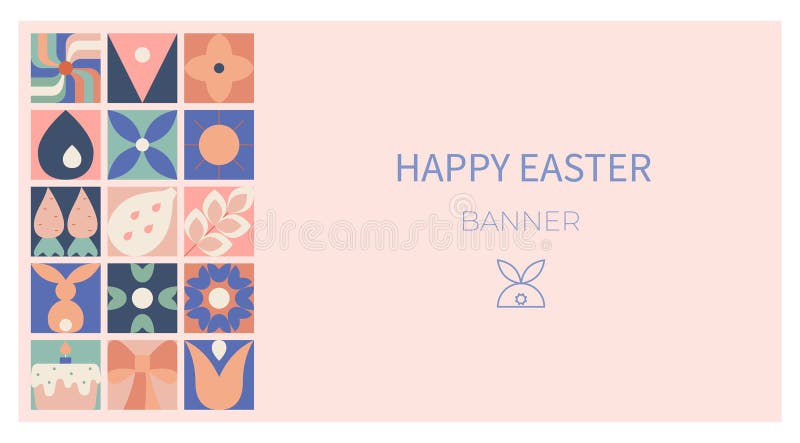 Happy Easter Modern Abstract Geometric Poster, Banner. Easter Template ...