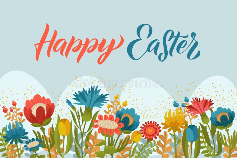 Happy Easter Modern Brush Calligraphy. Ink Illustration. Isolated on ...