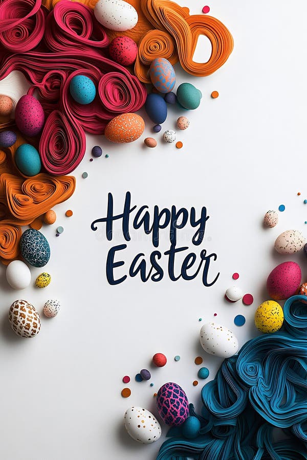 Happy Easter: Modern Easter Card with Abstract Egg and Fabric ...