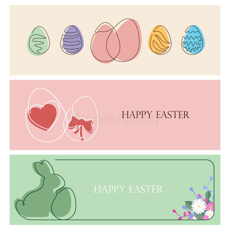 Happy Easter. Modern Simple Style. a Set of Vector Easter Illustrations ...