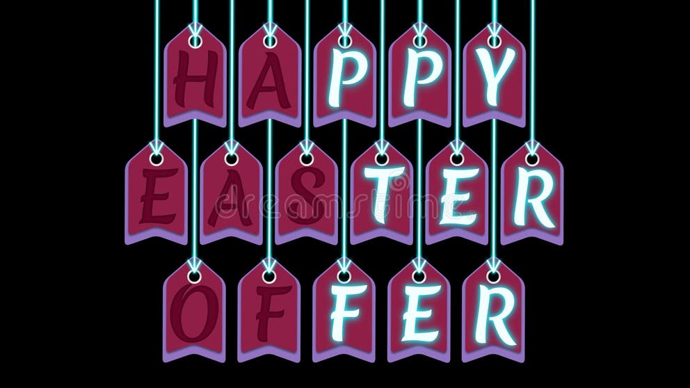 Happy Easter Offer Text in Unique Pattern on Black Screen Stock ...