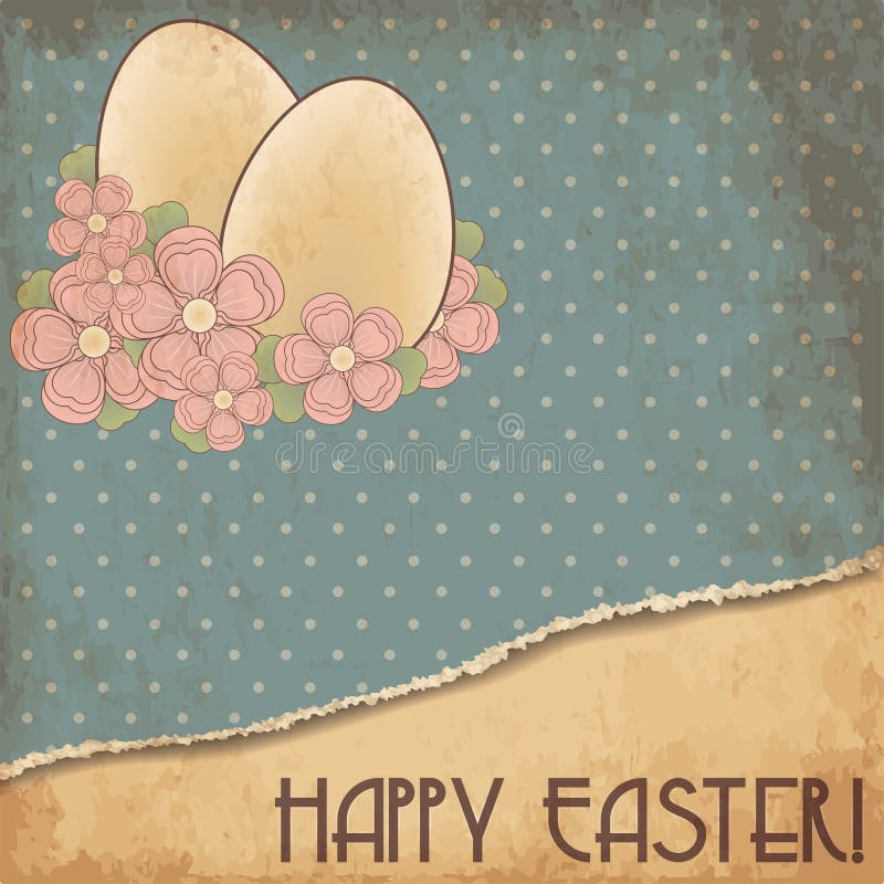 Happy Easter Old Greeting Card, Vector Stock Vector - Illustration of ...