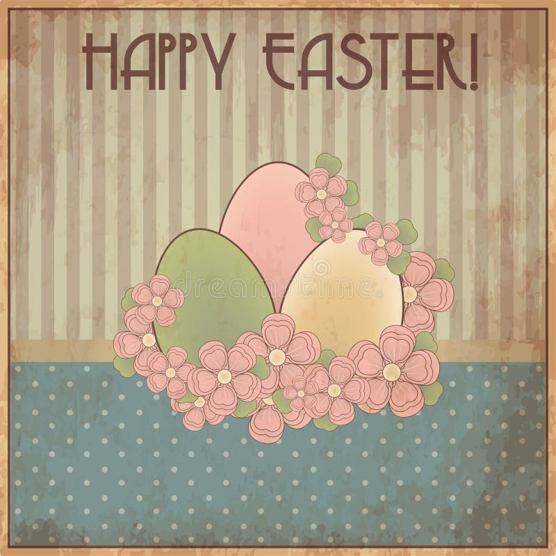 Happy Easter Old Invitation Card, Vector Stock Vector - Illustration of ...