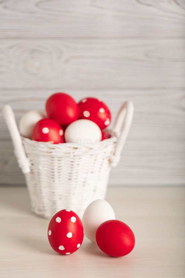Happy Easter! Painted Easter Eggs - Red, White and Red with White Polka ...