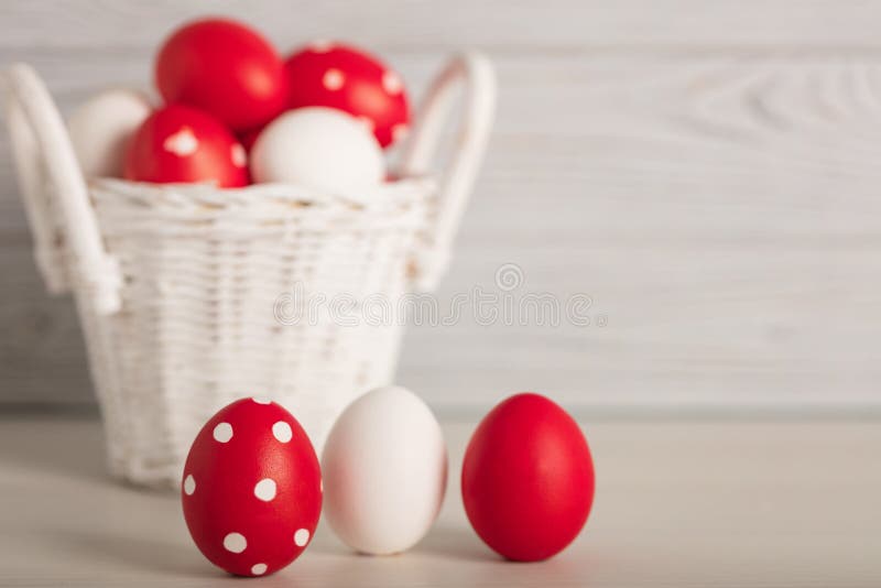 Happy Easter! Painted Easter Eggs - Red, White and Red with White Polka ...