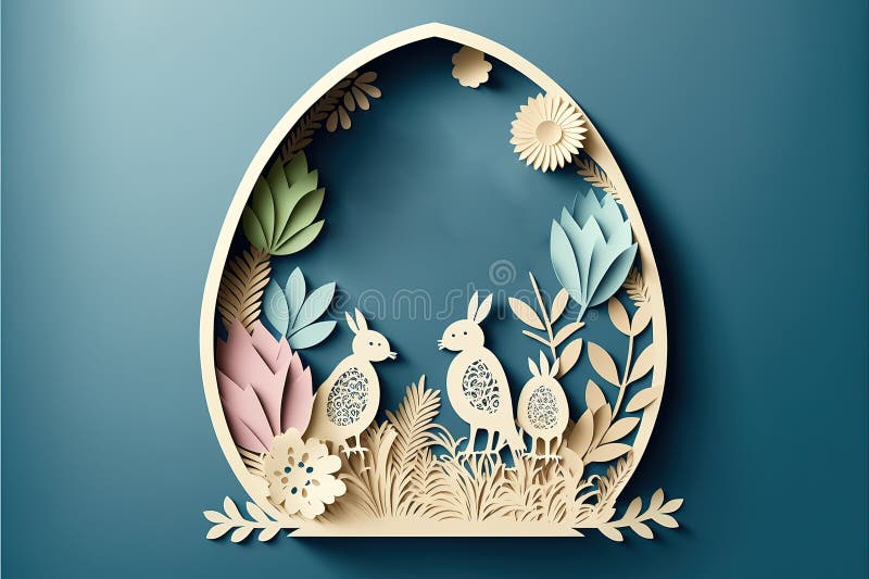 Happy Easter Paper Cut Greeting Card. Vector Illustration. Generative ...