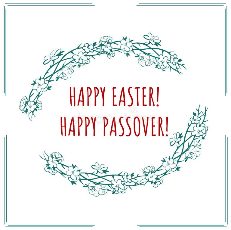 Happy Easter Happy Passover with Frame of Crown of Thorns and Spring ...
