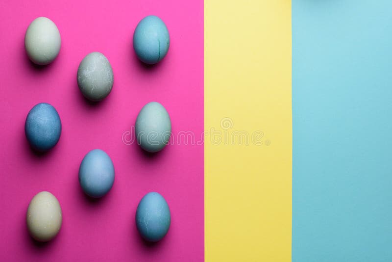 Happy Easter Pastel Coloured Background. Hand Painted Easter Eggs ...