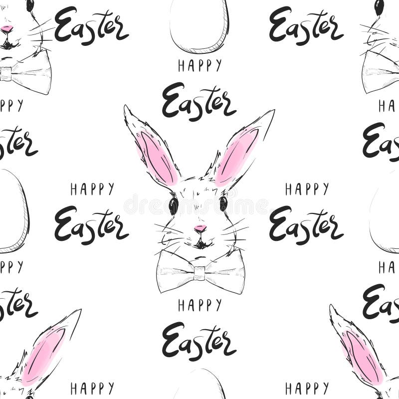 Happy Easter Pattern. Easter Bunny and Easter Eggs Seamless Pattern ...