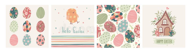 Happy Easter. Patterns. Modern Geometric Abstract Style. a Set of ...