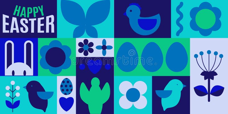 Happy Easter. Patterns. Modern Geometric Style Stock Vector ...