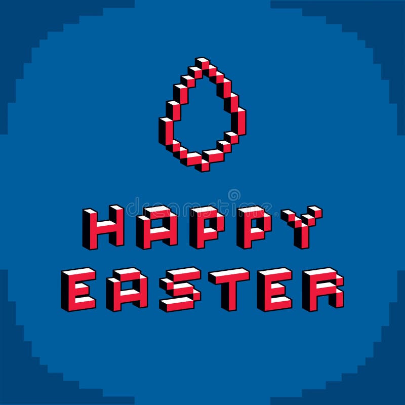 Happy Easter Phrase Created in Digital Technology Style, Vector Stock ...