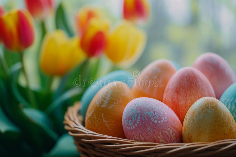 Happy Easter Picnic Eggs Easter Egg Race Basket. White Joke Bunny ...
