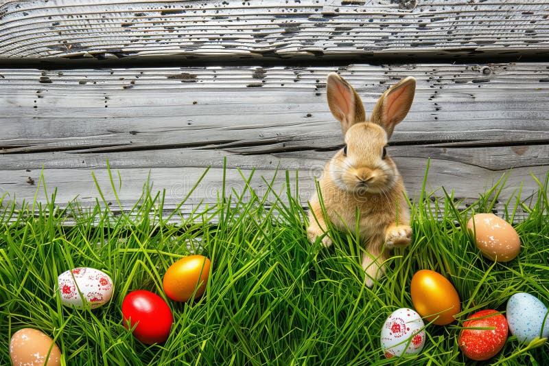 Happy Easter Polychromatic Eggs Bunny Figurines Basket. White Huggable ...