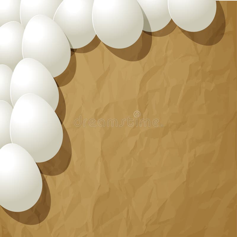 Happy Easter Postcard. White Eggs in the Corner. Crumpled Paper Brown ...