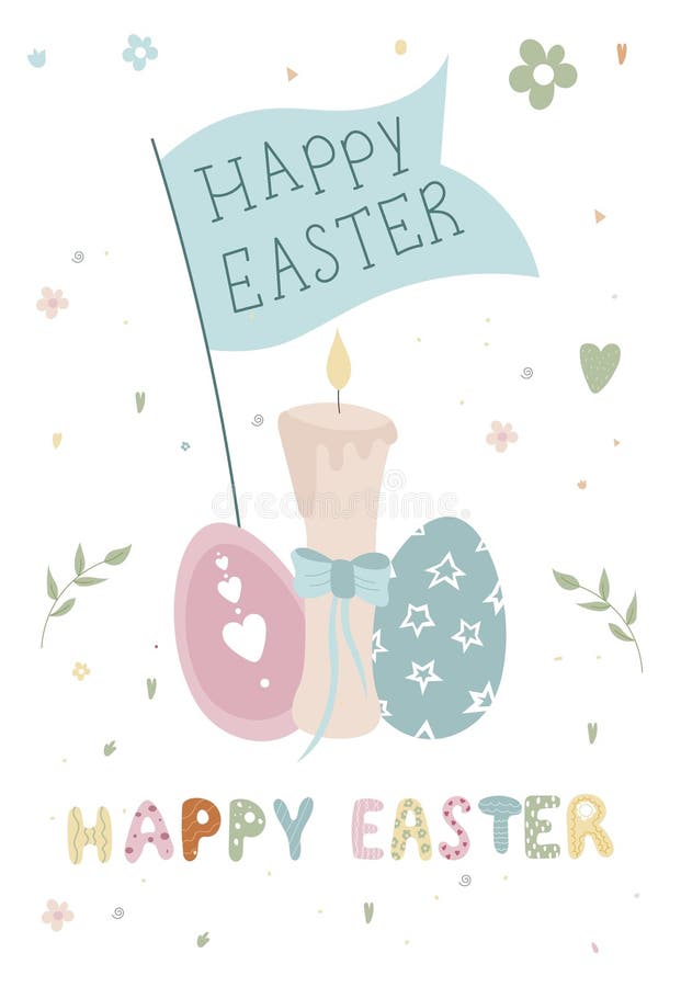 Happy Easter Postcards. Vector Easter Illustrations. Easter Eggs ...