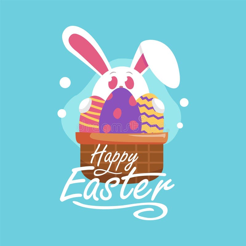 Happy Easter Poster Design with Easter Bunny and Easter Egg ...
