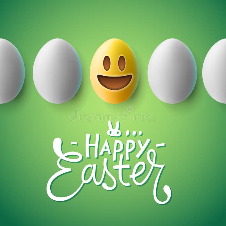 Happy Easter Poster, Easter Eggs with Emoji Face Stock Vector ...