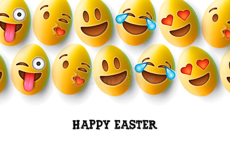 Happy Easter Poster, Easter Eggs with Emoji Faces Stock Vector ...