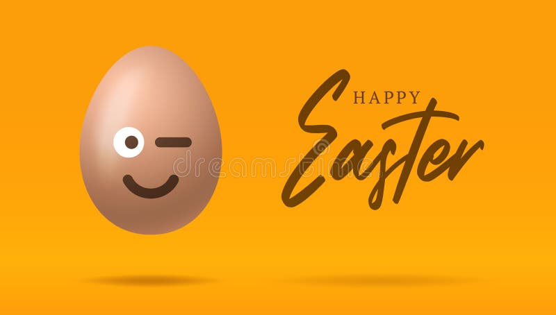 Happy Easter Poster, Easter Eggs with Cute Smiling Emoji Faces, Vector ...
