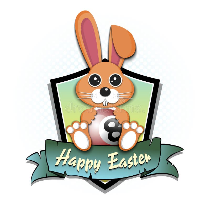Happy Easter. Easter Rabbit with Billiard Ball Stock Illustration ...