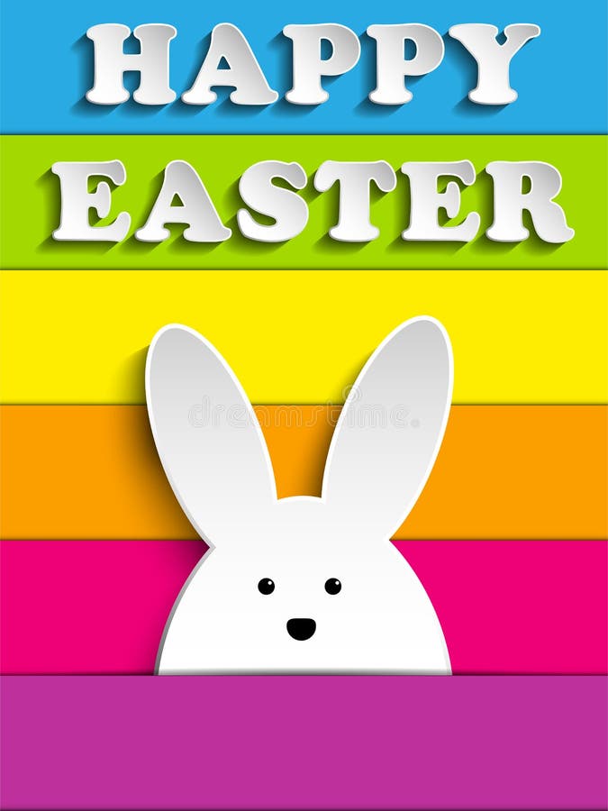 Happy Easter Rabbit Bunny Rainbow Background Stock Illustrations ...