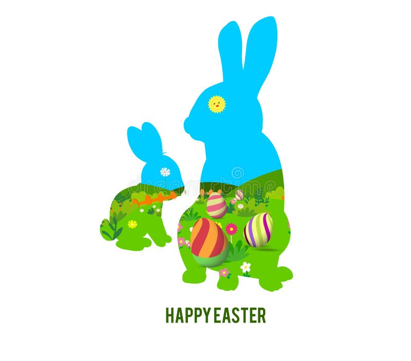 Happy easter with rabbit stock vector. Illustration of april - 66010746