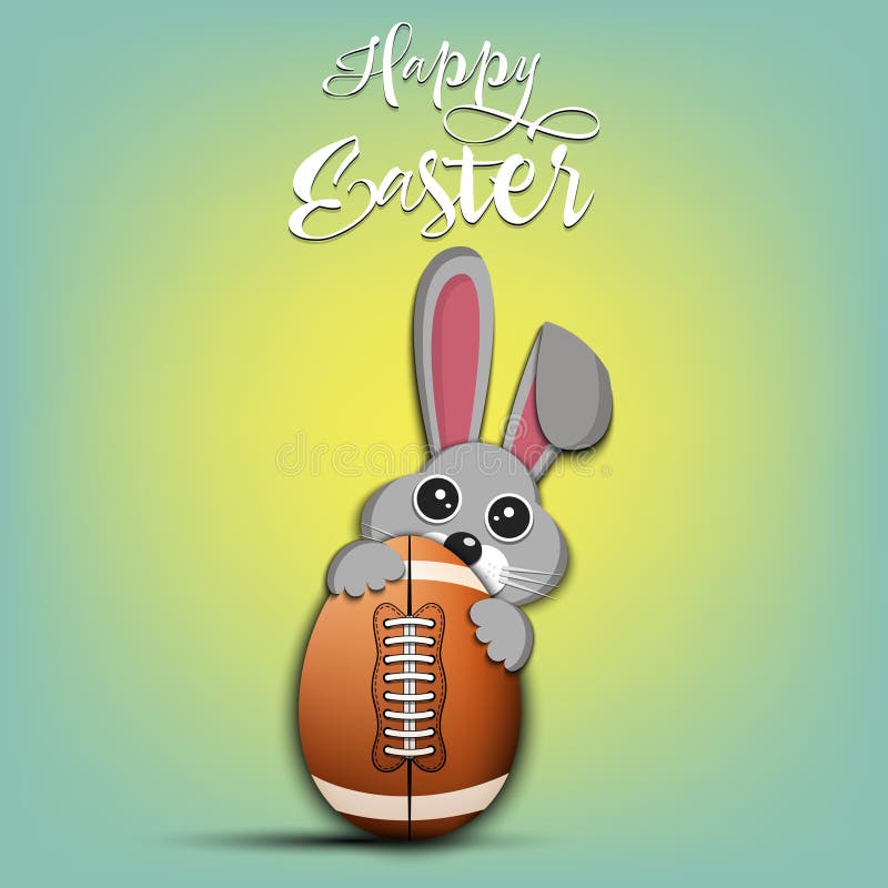 Happy Easter. Rabbit with Egg Shaped Football Ball Stock Vector ...