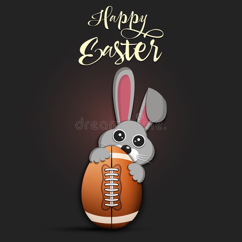 Happy Easter. Rabbit with Egg Shaped Football Ball Stock Vector ...
