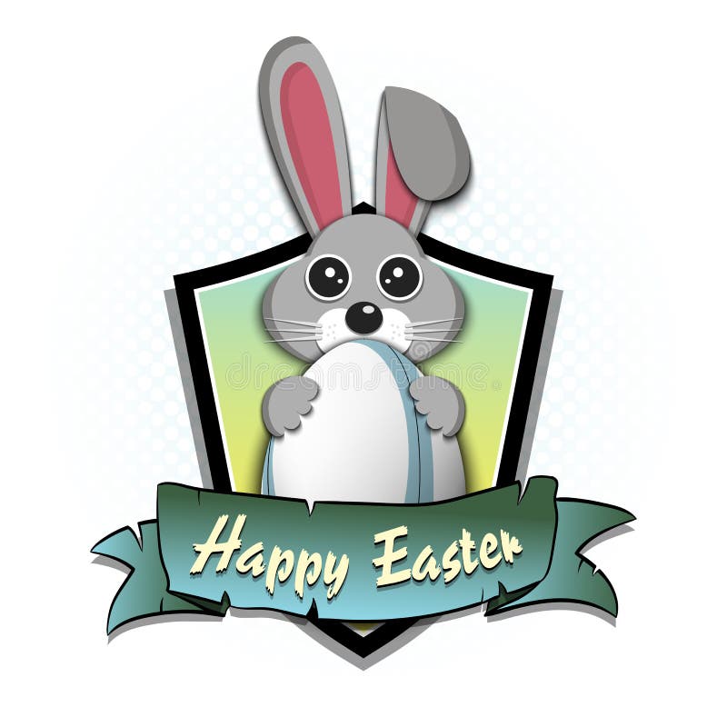 Happy Easter. Rabbit with Egg Shaped Rugby Ball Stock Vector ...