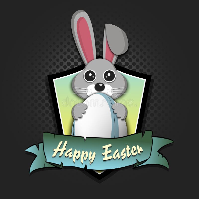 Happy Easter. Rabbit with Egg Shaped Rugby Ball Stock Vector ...