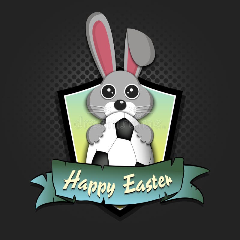 Happy Easter. Rabbit with Egg Shaped Soccer Ball Stock Vector ...