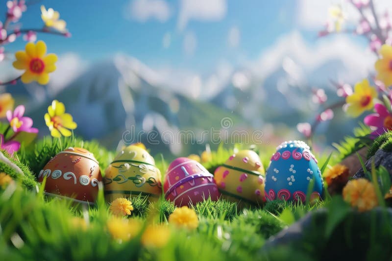 Happy Easter Red Hibiscus Eggs Celebrate Basket. White Egg Coloring ...