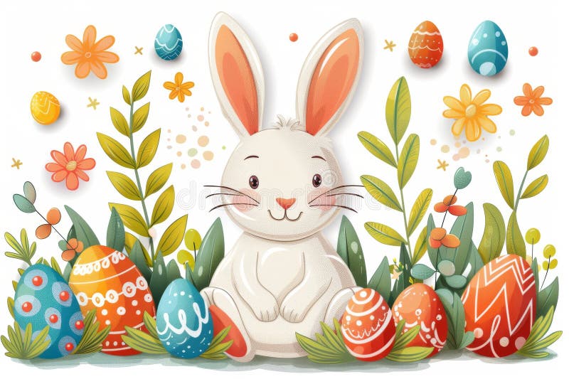 Happy Easter Red Oleander Eggs Chirping Basket. White Spring Cleaning ...