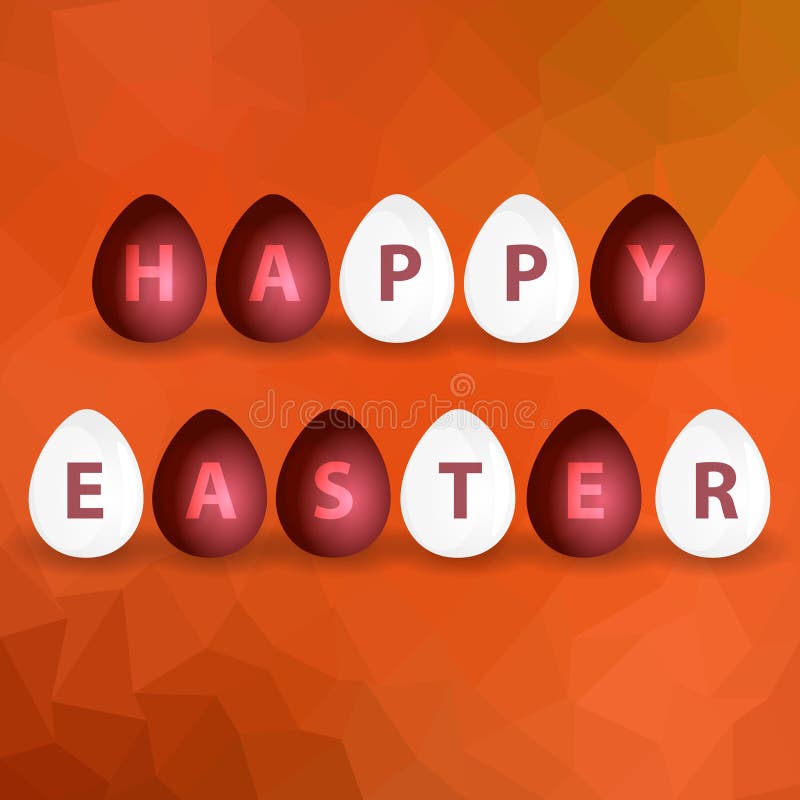 Happy Easter from Red and White Egg on Abstract Low Polygon Paper ...