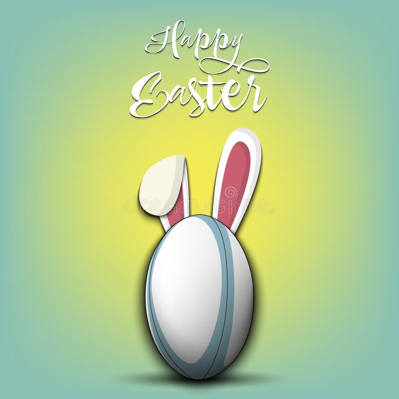 Happy Easter. Rugby Ball with Ears Rabbit Stock Vector - Illustration ...
