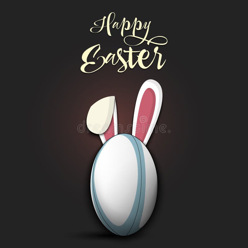 Happy Easter. Rugby Ball with Ears Rabbit Stock Illustration ...