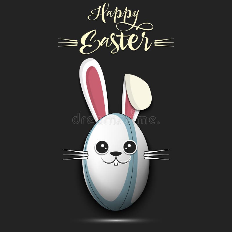 Happy Easter. Rugby Ball Made in the Form of a Rabbit Stock Vector ...