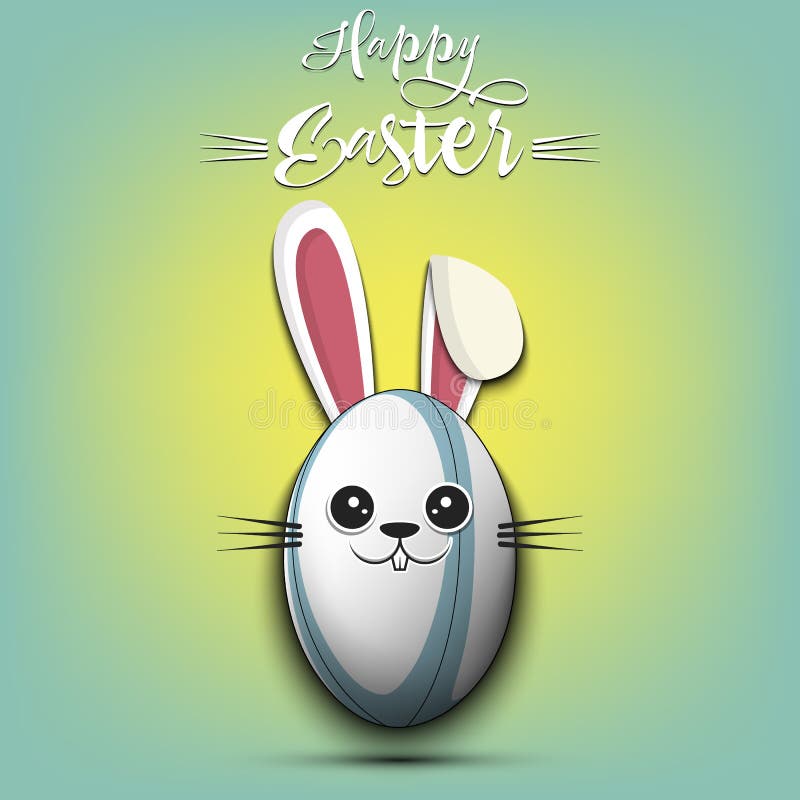 Happy Easter. Rugby Ball Made in the Form of a Rabbit Stock Vector ...