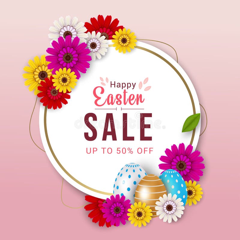 Easter Sale Flyer Template on Blue Background Vector Stock Vector ...
