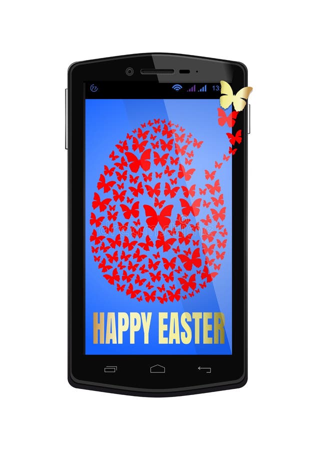 Happy Easter on the Screen of Smartphone Stock Vector - Illustration of ...