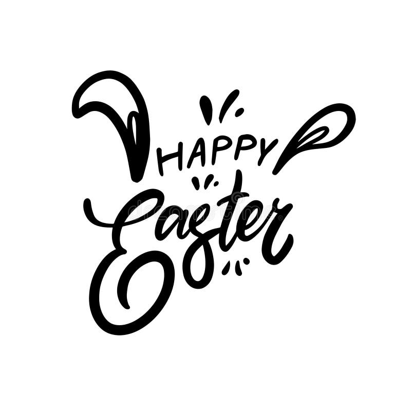 Happy Easter Script Text. Black Color Lettering Phrase Stock Vector ...
