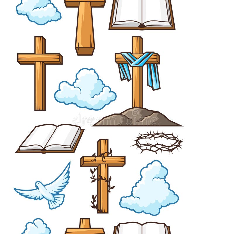 Happy Easter Seamless Pattern. Background with Religious Symbol. Stock ...