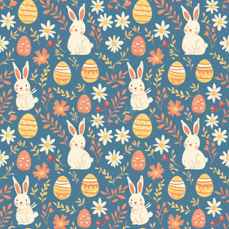 Happy Easter Seamless Pattern. Hand Draw Easter Background with ...