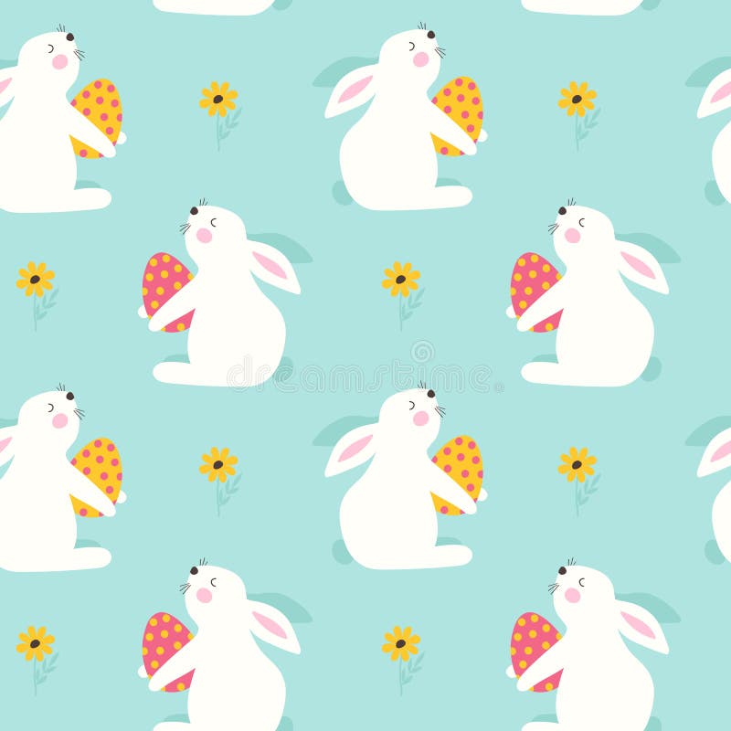 Happy Easter Seamless Pattern with Rabbit. Vector Stock Vector ...
