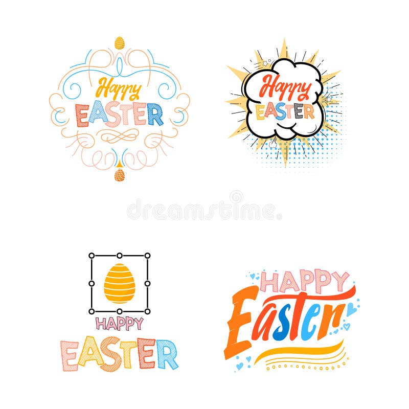 Happy Easter - Font. Vector Alphabet.Hand Lettering Script Font ...