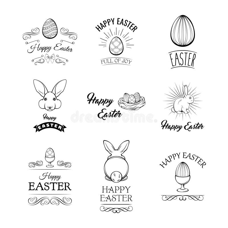 Happy Easter labels set stock vector. Illustration of funny - 141048800