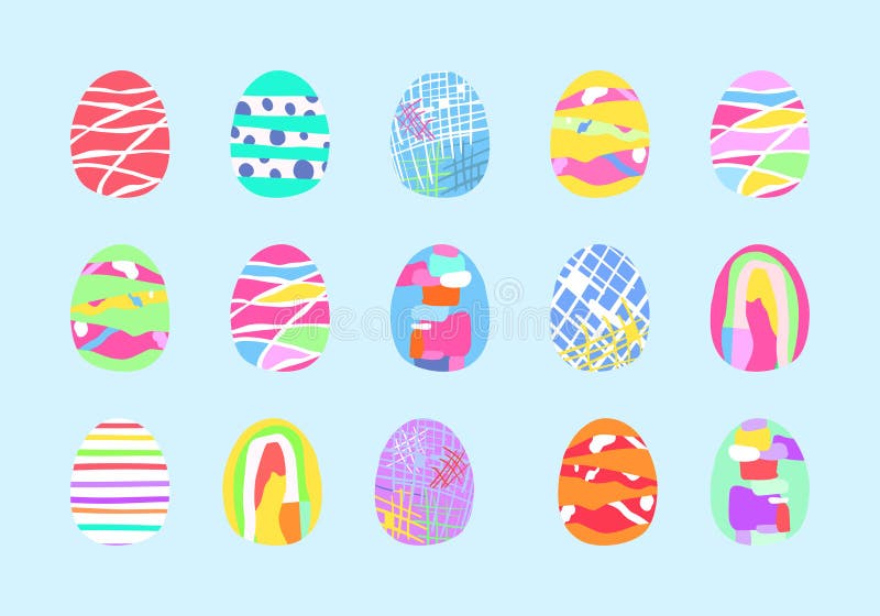 Happy Easter. Set of Easter Eggs. Easter Symbol with Abstract Pattern ...