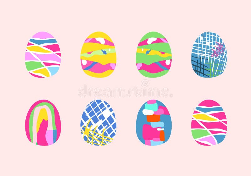 Happy Easter. Set of Easter Eggs. Easter Symbol with Abstract Pattern ...